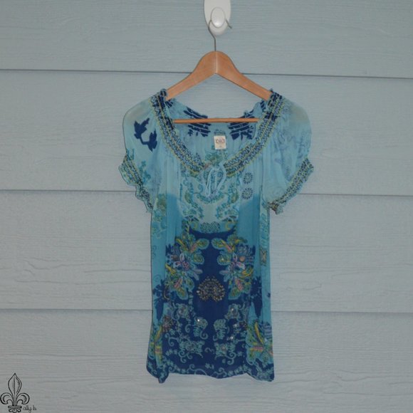 Bila | Tops | Bila Sheer Blue Blouse | Poshmark